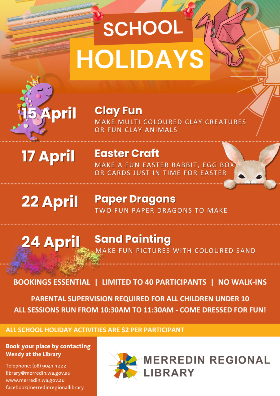April School Holiday Activities at the Library » Shire of Merredin